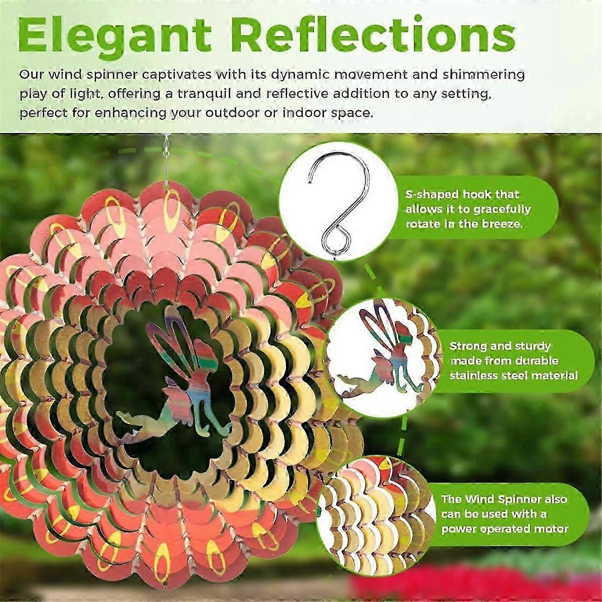 2PCS Wind Spinner 12in - 3D Stainless Steel Sculpture Wind Spinners ...