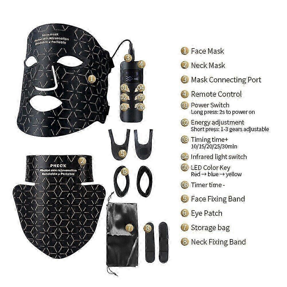 Silicone LED Face & Neck Mask | 480 LEDs | Anti-Wrinkle | 4 Light Modes ...