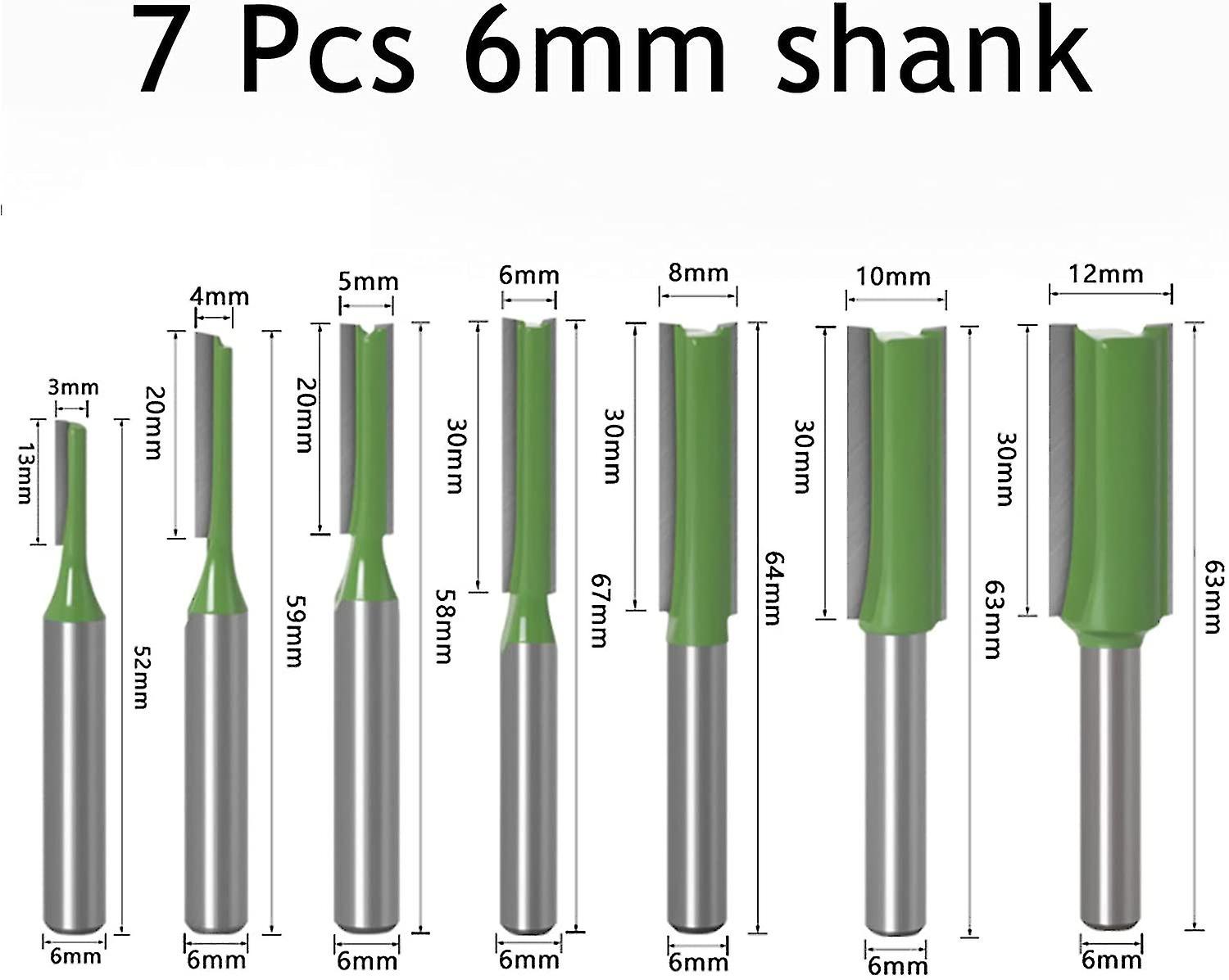7 Pieces Straight Router Bit, 6mm Shank Router Bits Countersink With ...