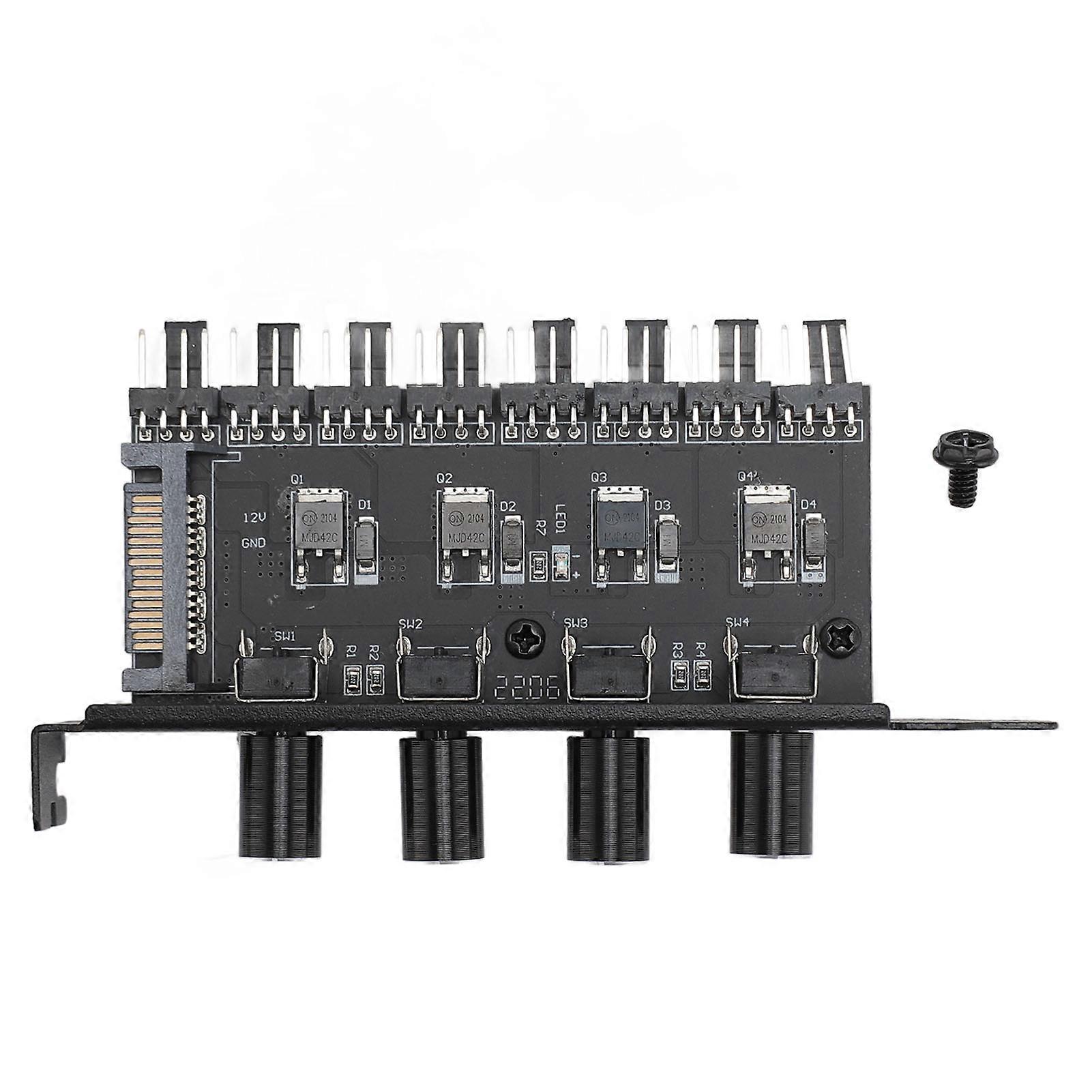PC Cooling Fan Speed Controller 12V 4PIN 3PIN 4 Knob SATA Power Supply PC 8 Channels Fan Hub for ...