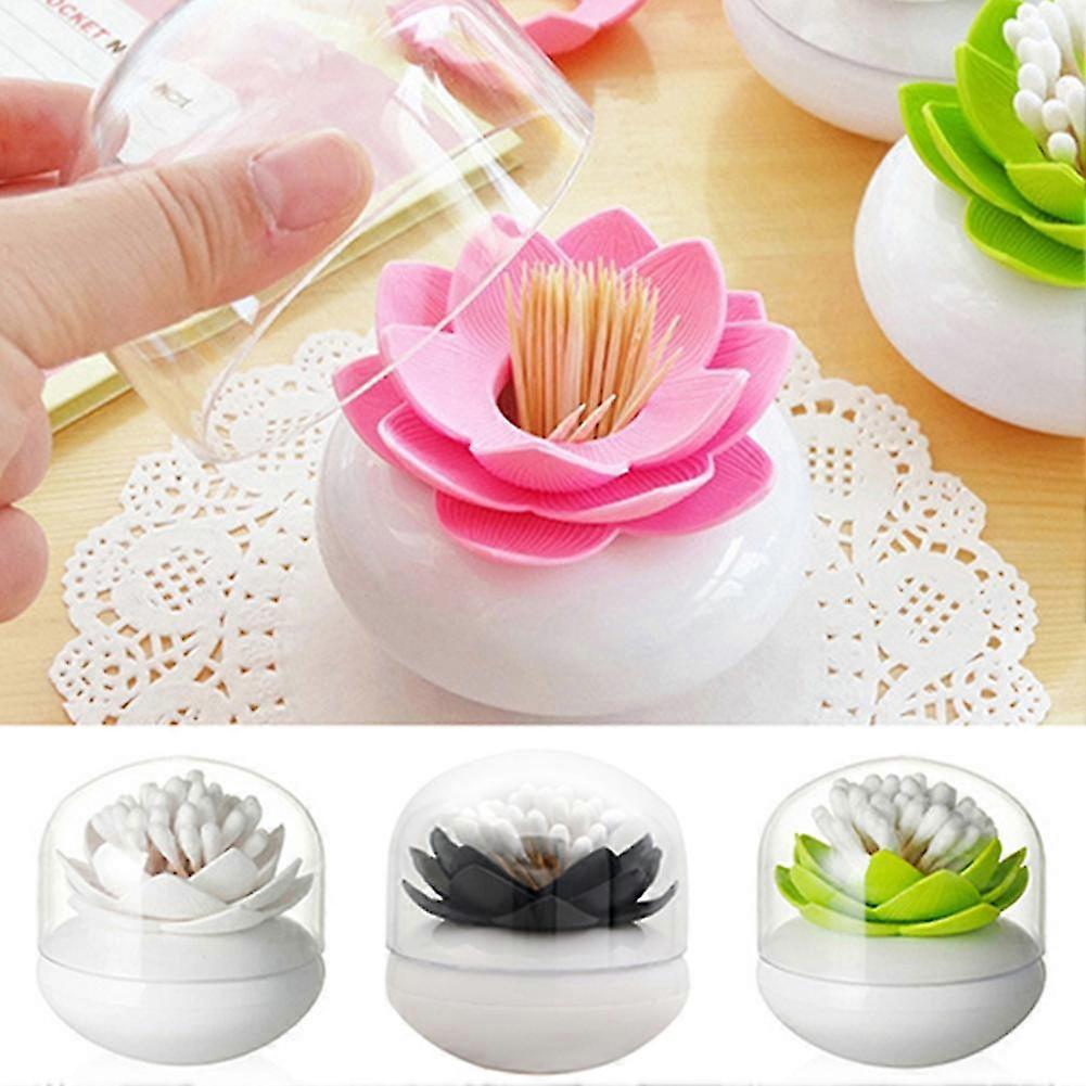 1 Pc Lotus Home Decor Toothpick Cotton Bud Swab Holder Storage Box 4 ...