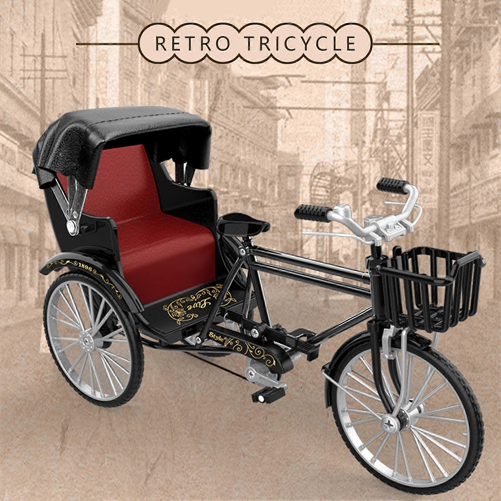 Tricycle Model Nostalgic Extendable Canopy Movable Chain Bike Ornament ...