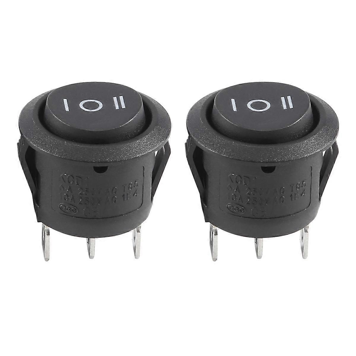 2 x AC 6A/250V 10A/125V 3 Pin SPDT ON/OFF/ON 3 Position Round Boat ...
