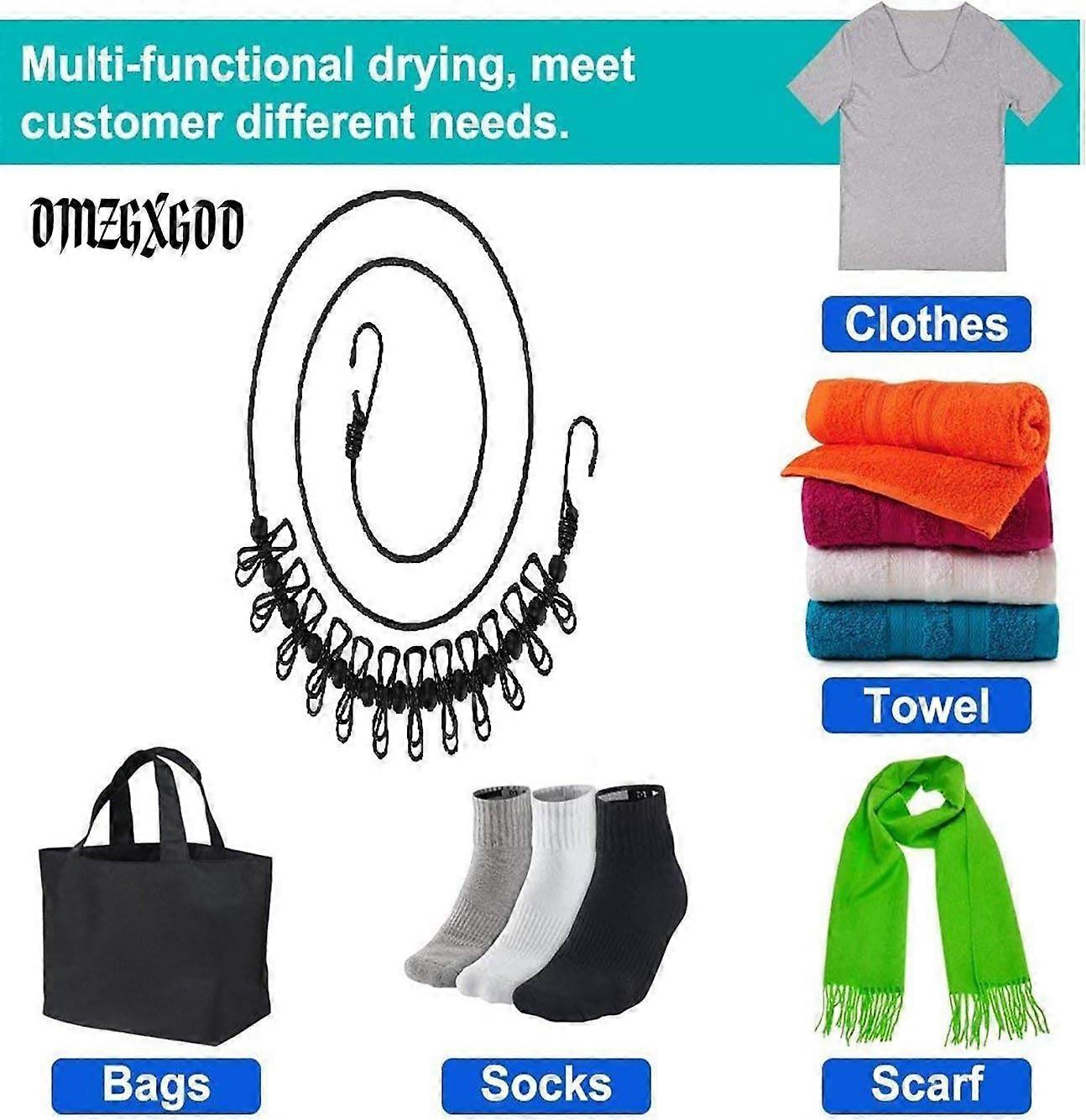 2024,2 Pack Portable Clothes Lines with Clothes Pegs Portable ...