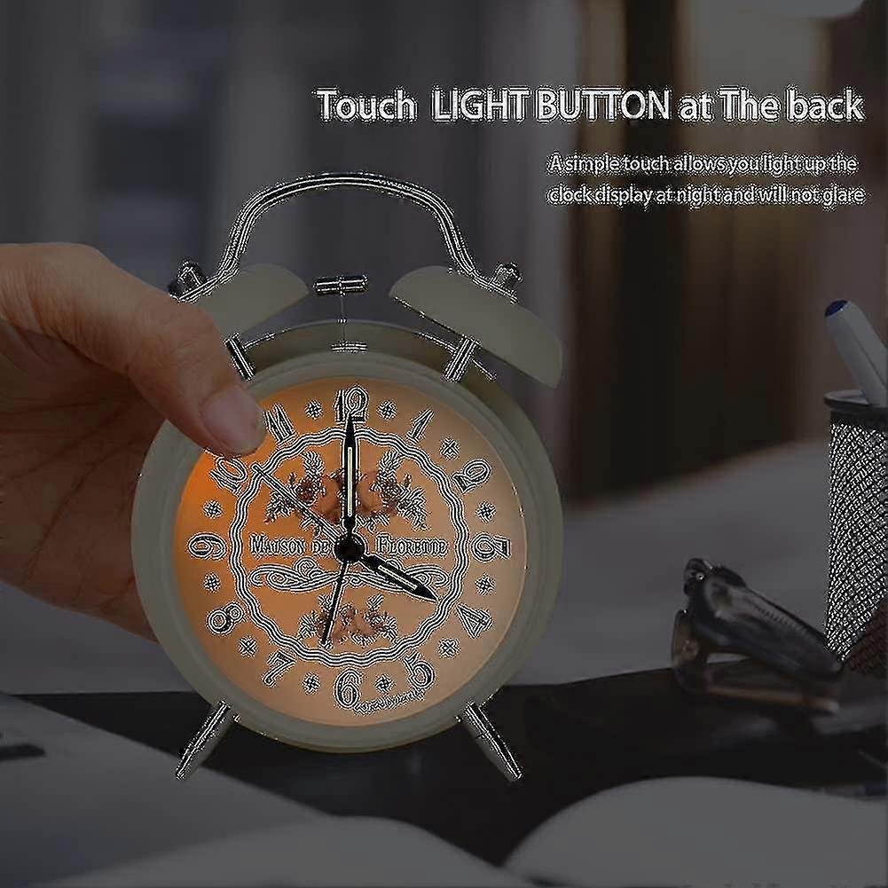 Silent Morning Alarm Clock, Vintage Retro Alarm Clock Night Light Loud ...