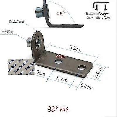 2Pcs 90 98 Degrees L Shaped Transforming Pivot Bracket M6 M8 Threaded ...