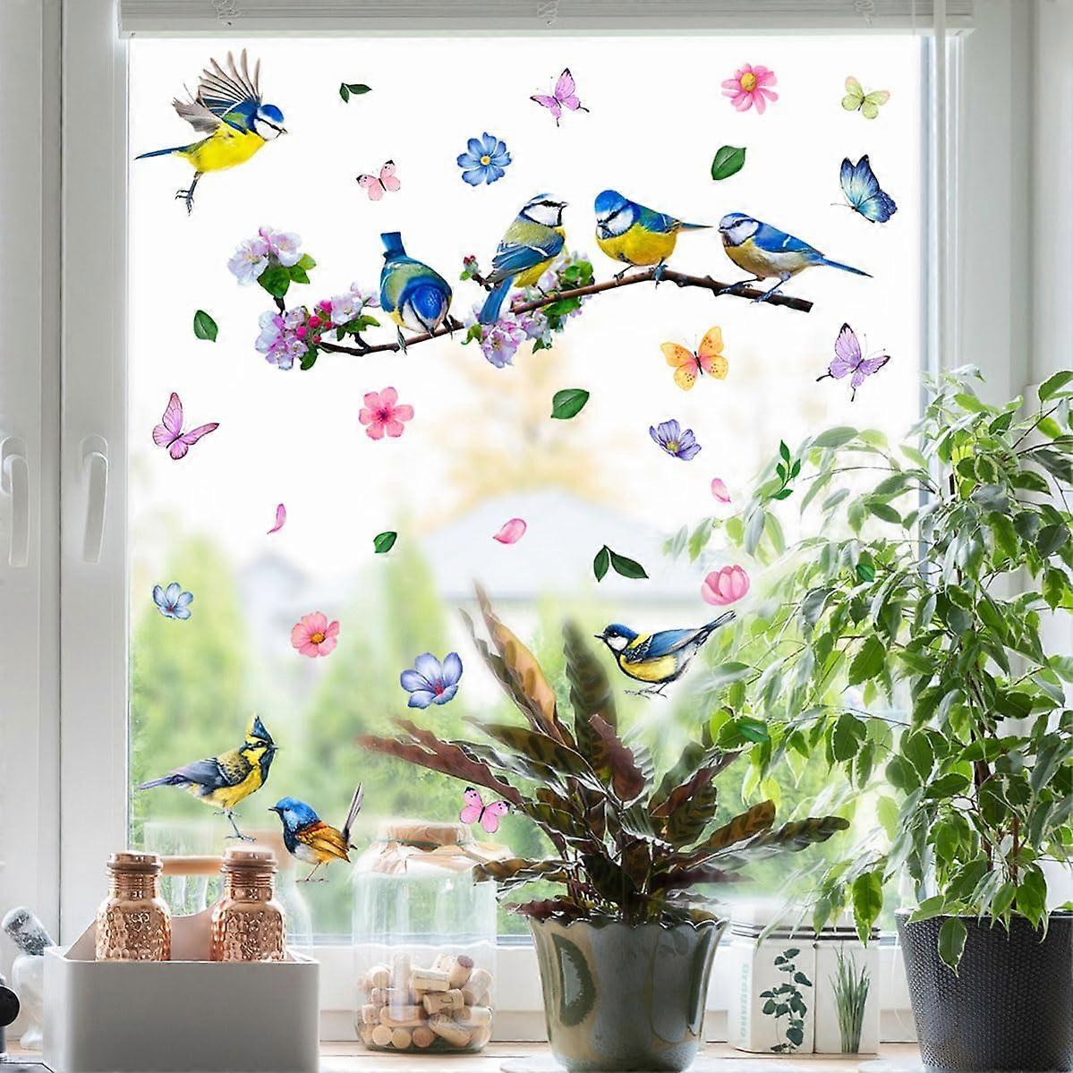 Double Sided Floral Window Decals Spring Summer Flower Window Stickers ...