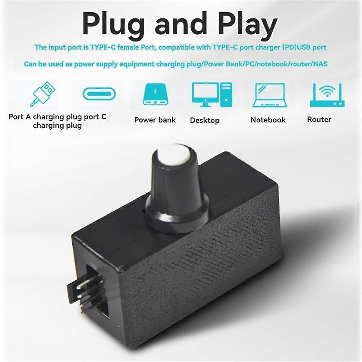 PWM Speed Controller 12V 4Pin PWM Fan Governor USB TYPE-C Power Supply ...