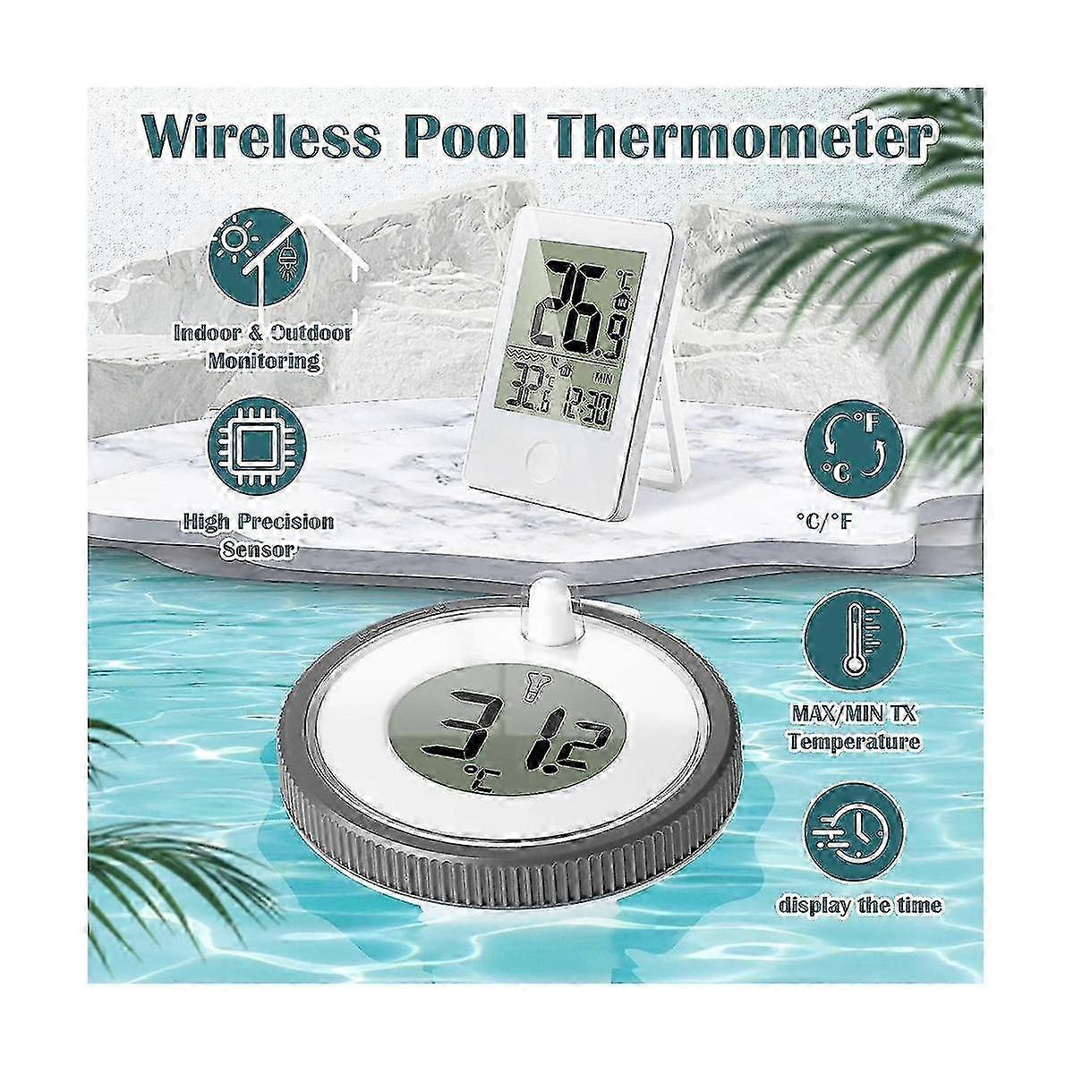 Wireless Pool Thermometer Floating Easy Read,Digital Pool Thermometer ...