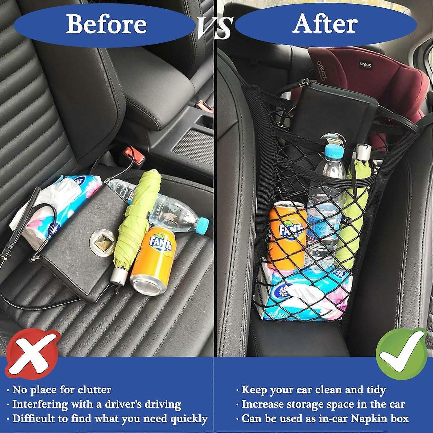 3 Layer Elastic Car Net Storage Net and Tie Down for Car, Car Net Bag ...