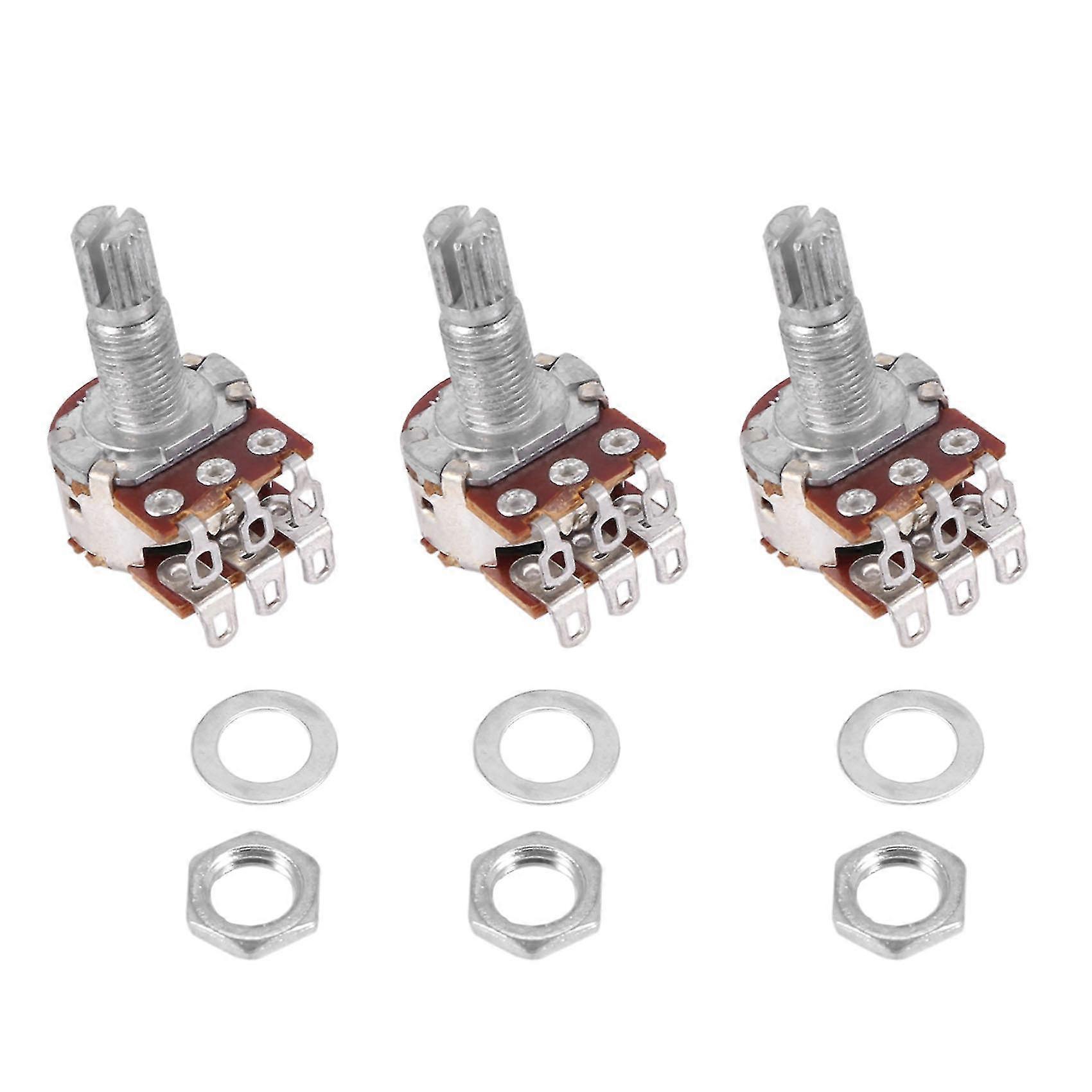 3 Pcs Double Balance Stacked Knurled Stalk Guitar Bass Volume Tone ...