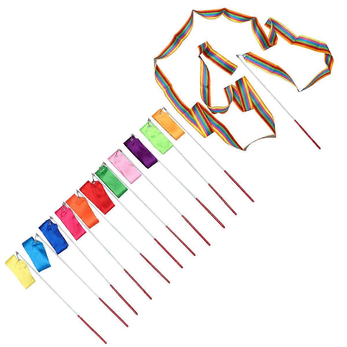 12pcs 4m Colorful Rhythmic Gymnastics Ribbon Dancing Gymnastics Ribbon ...