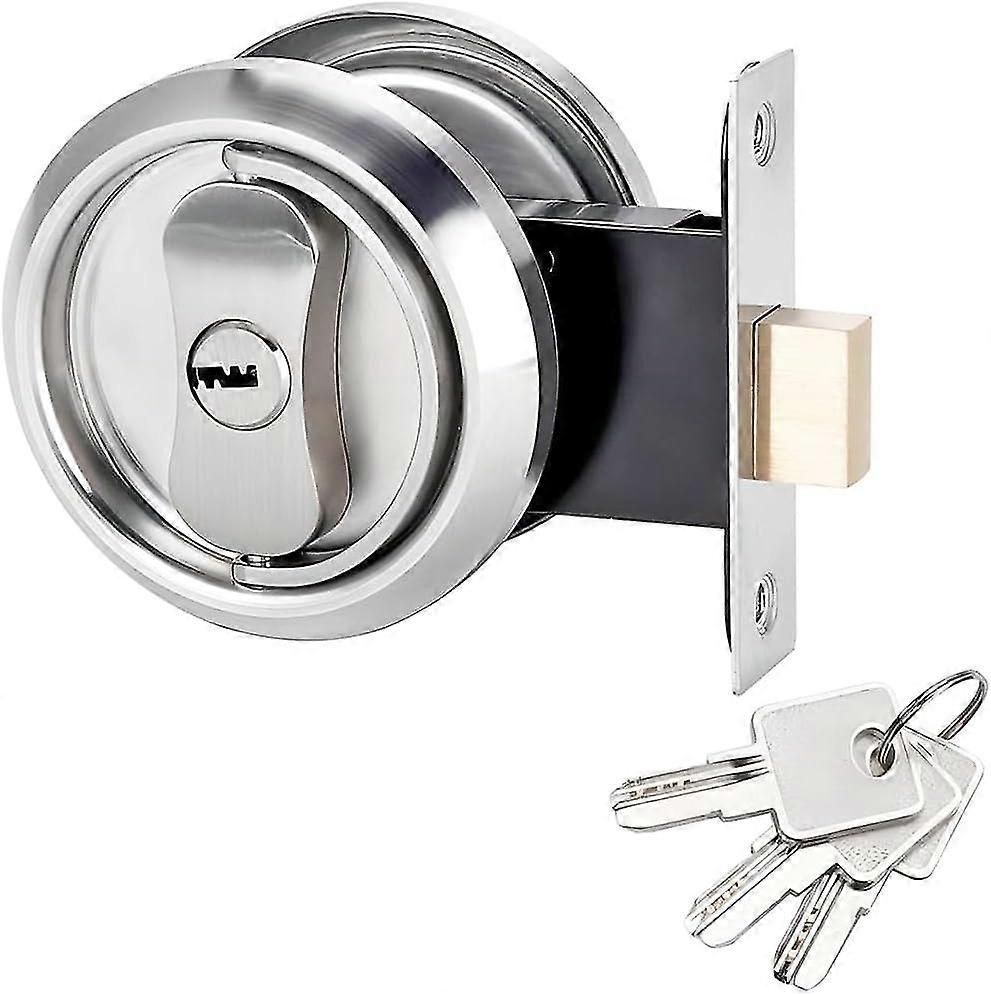 Round Pocket Door Lock, Recessed Handle Latch, Invisible Recessed Door ...