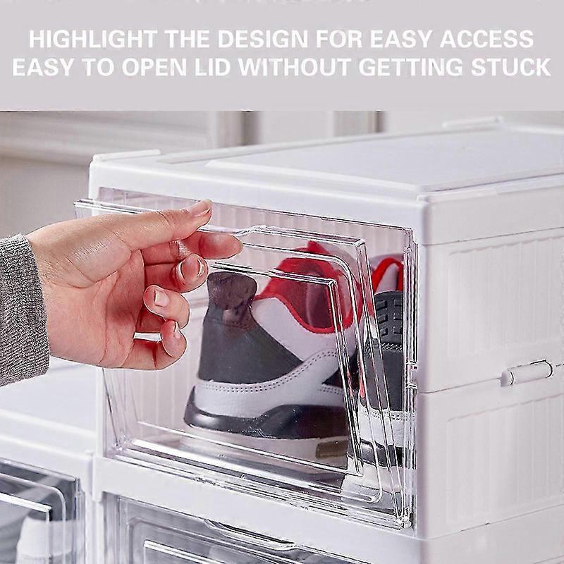 Folding Shoe Box Transparent Installation-free Shoe Cabinet Home Door ...