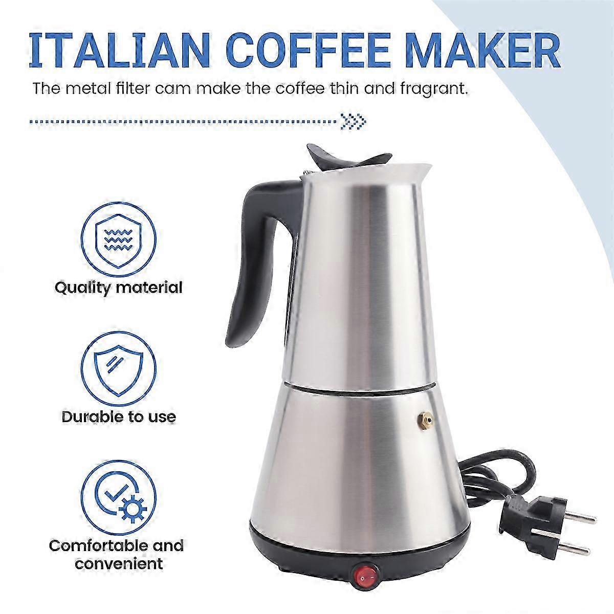 Classic Electric Moka Pot 6 Cup Stovetop Espresso Maker EU | Fruugo UK