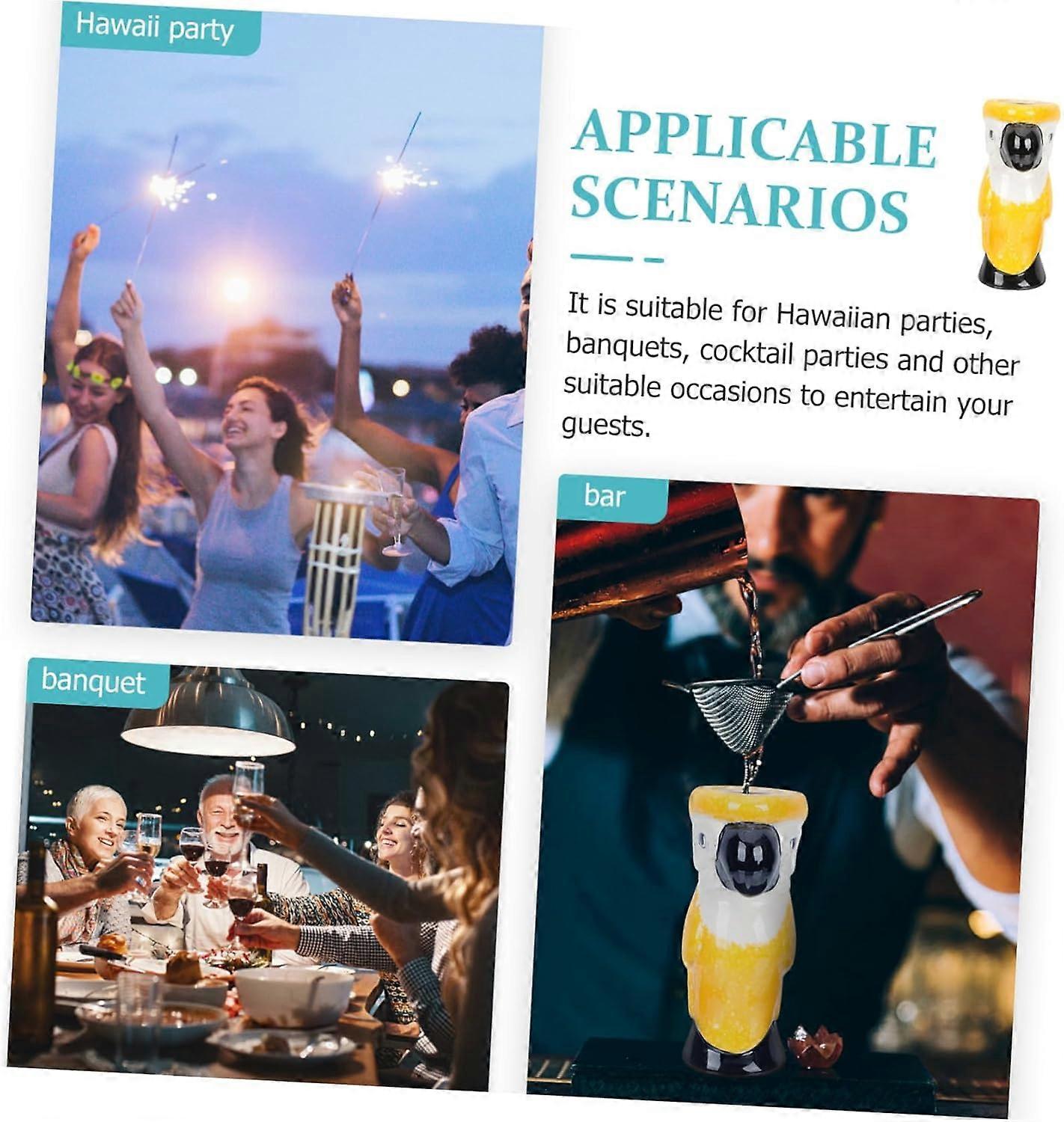 Parrot Shape Ceramic Tiki Mug for Cocktails Hawaiian Bar Party Durable ...