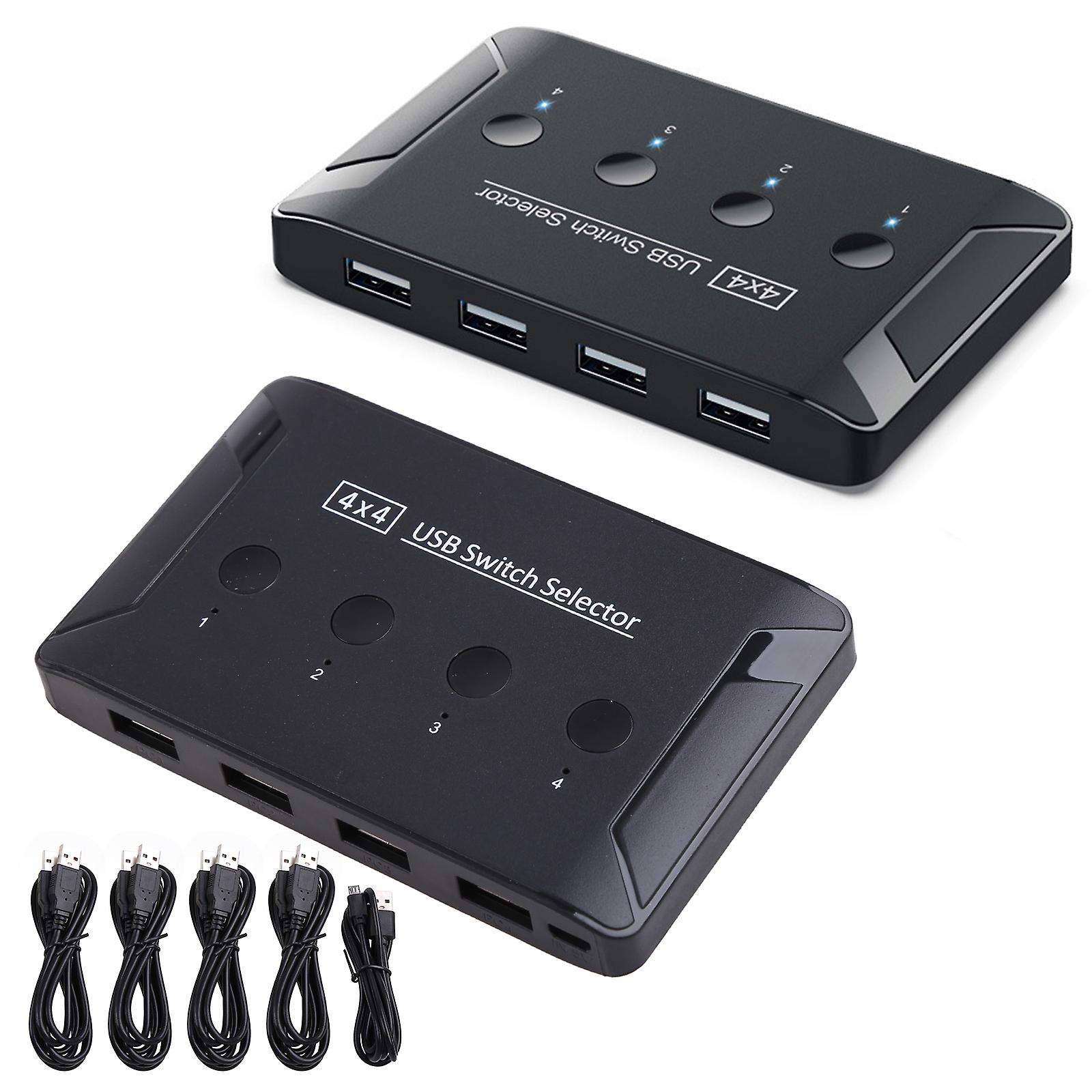 USB Switch 4 In 4 Out 2.0 KVM Switcher Box High Speed 4 Port USB Hub Splitter | Fruugo UK