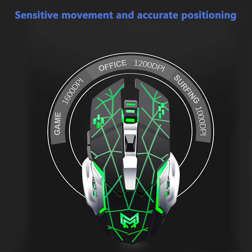 Rechargeable 2.4ghz Wireless Gaming Mouse With Usb Receiver, 7 Colors Backlight For Computer Pc ...