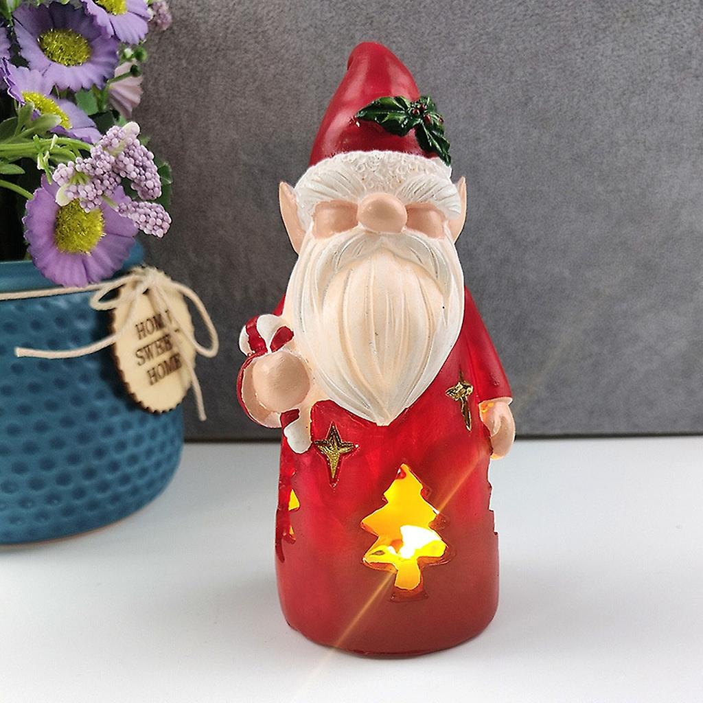 Christmas Santa Figurine With Led Light Resin Statue Ornament Model For ...