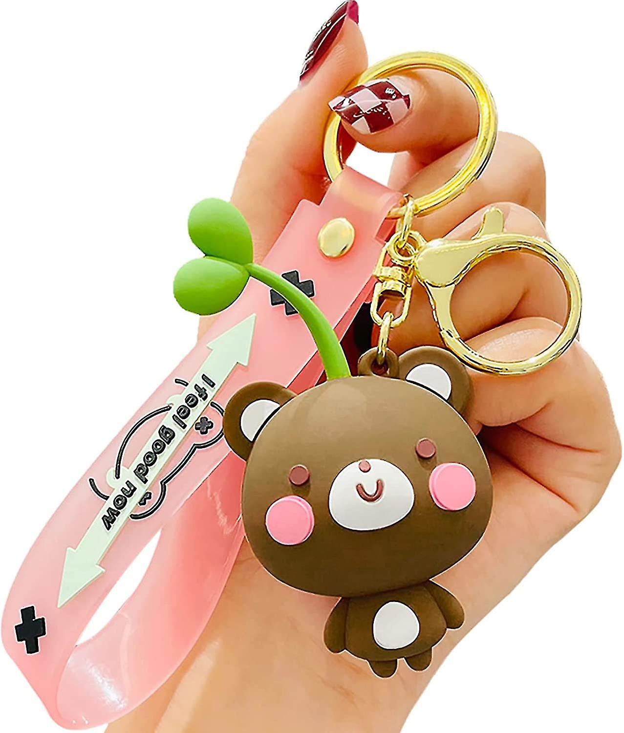 Cute Boy Girl Animal Keychains Sprouting On Head Cartoon Animal Bag ...