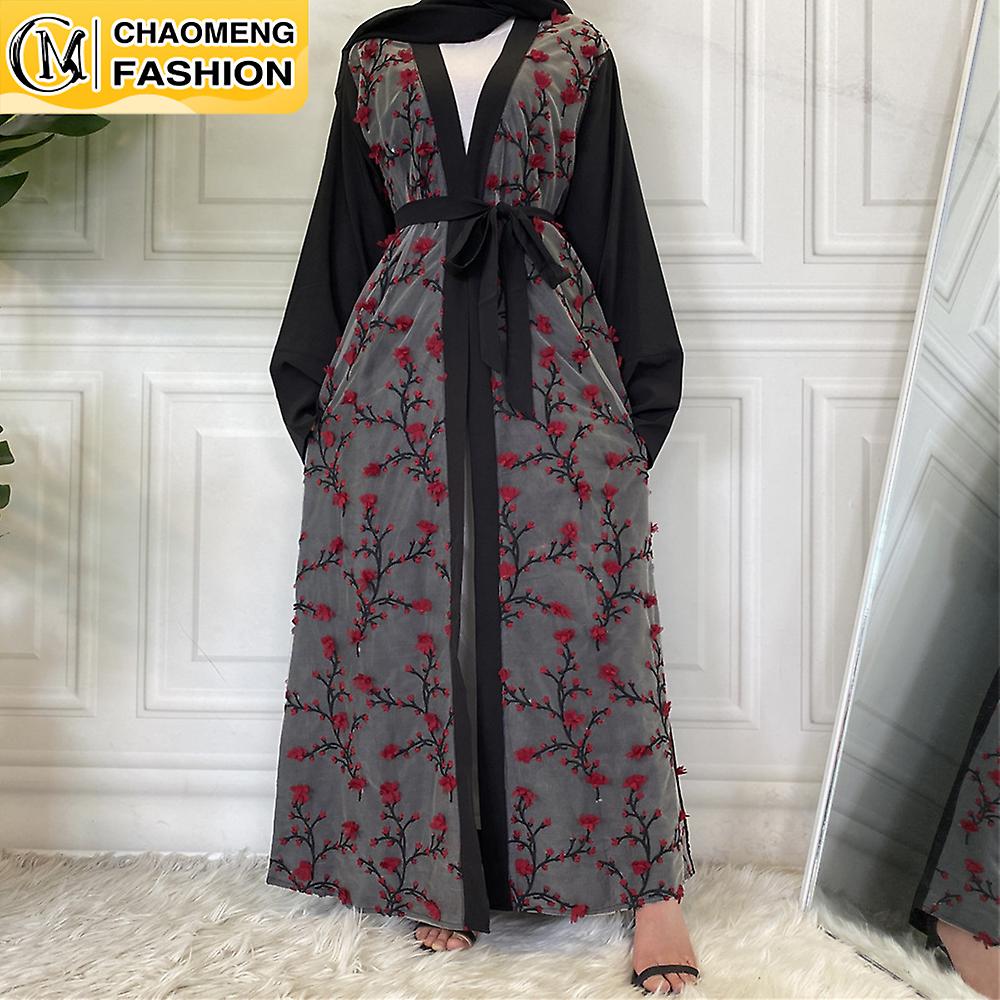 Middle East Fashion Floral Dubai Abaya Kimono Hijab Dress Muslim For Women Turkish Islamic ...