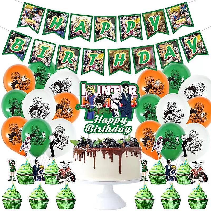 Hunter X Hunter Gon Freecss Latex Balloons Banner Cake Topper Birthday Party Power Hero Boys ...