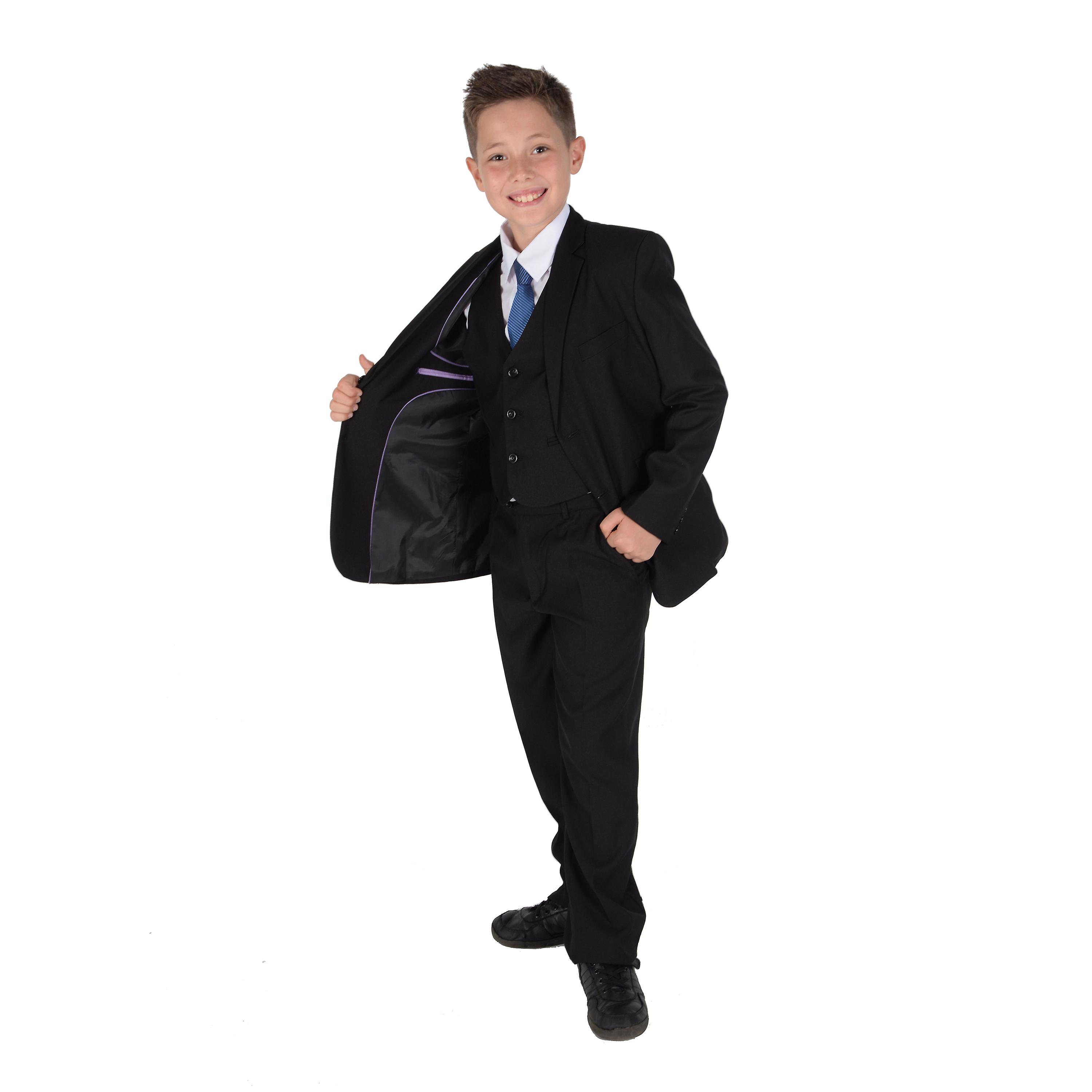 5 Piece Black Boy Suits Boys Wedding Suit Page Boy Party Prom | Fruugo UK