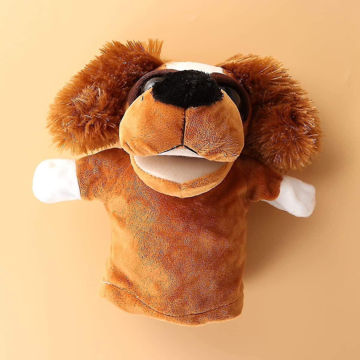 Hand Puppet Animal Plush Cartoon Role Play Toy Hairy Ears Dog ...