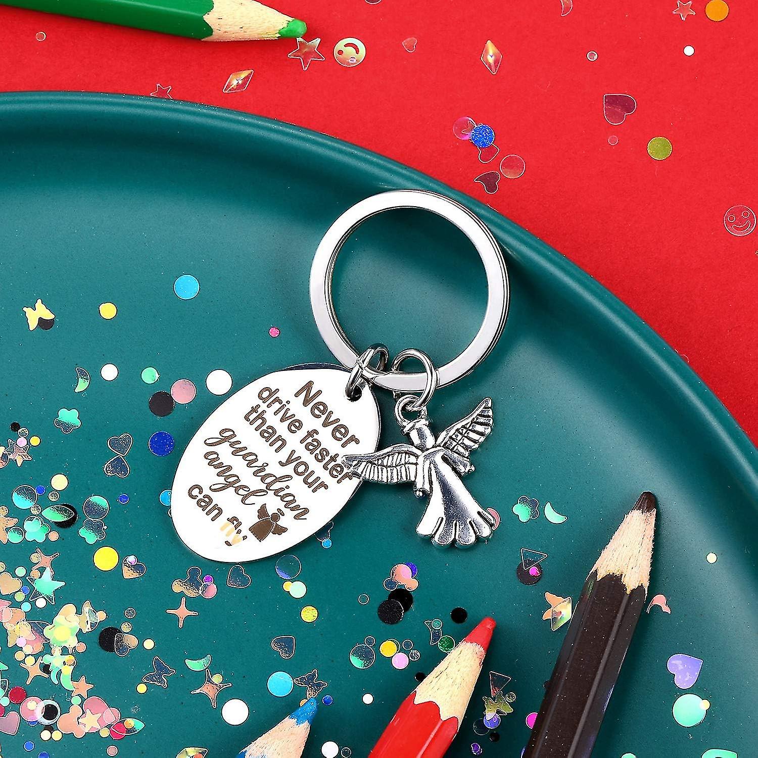 Angel Key Ring, Driver Keyring, Never Drive Faster Than Your Angel Can ...
