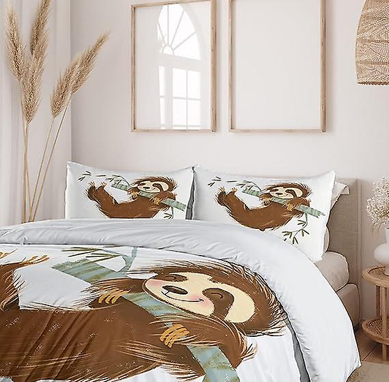 Sloth Duvet Cover Set Animal Drawn Cartoon Illustration, Decorative 3 ...