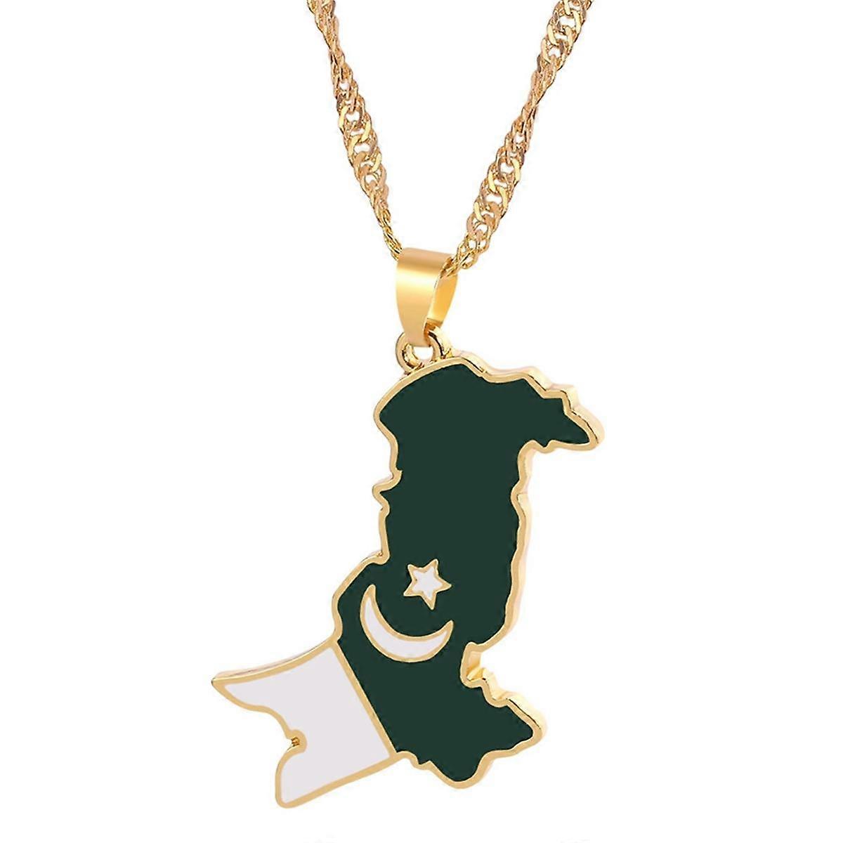 Gold Pakistan Map Flag Pendant Necklaces Stainless Steel Pakistani ...