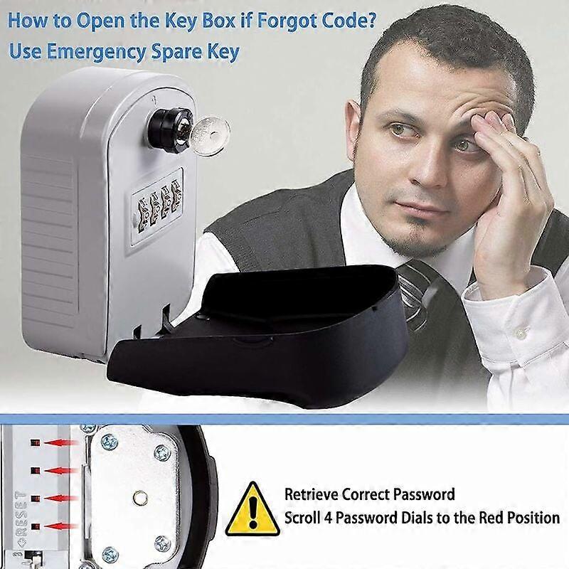 Safe Key Box [New Generation] Large Outdoor Key Safe with 4 Emergency ...