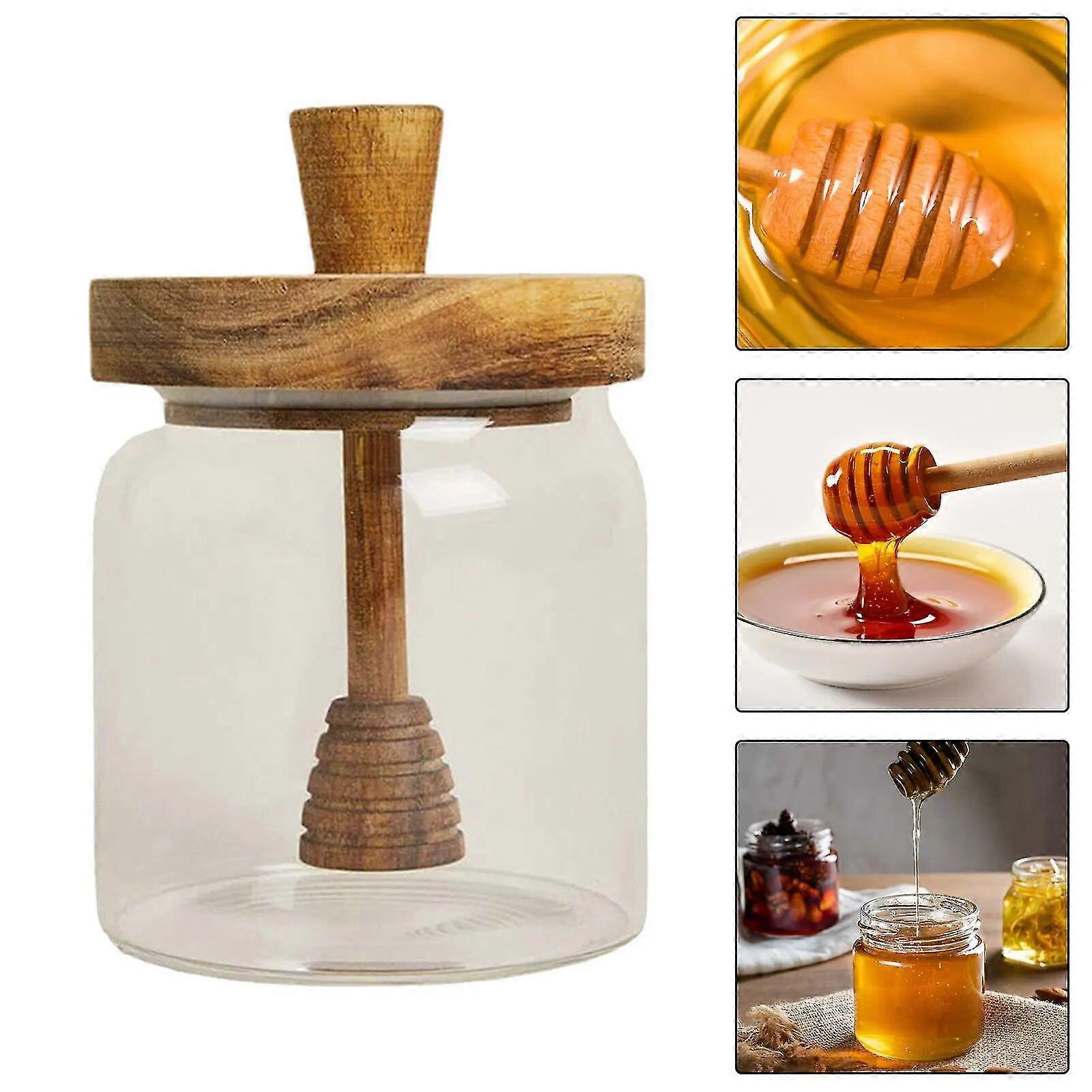 Glass Beehive Honey Pot with Dipper and Lid Honey Storage Container ...