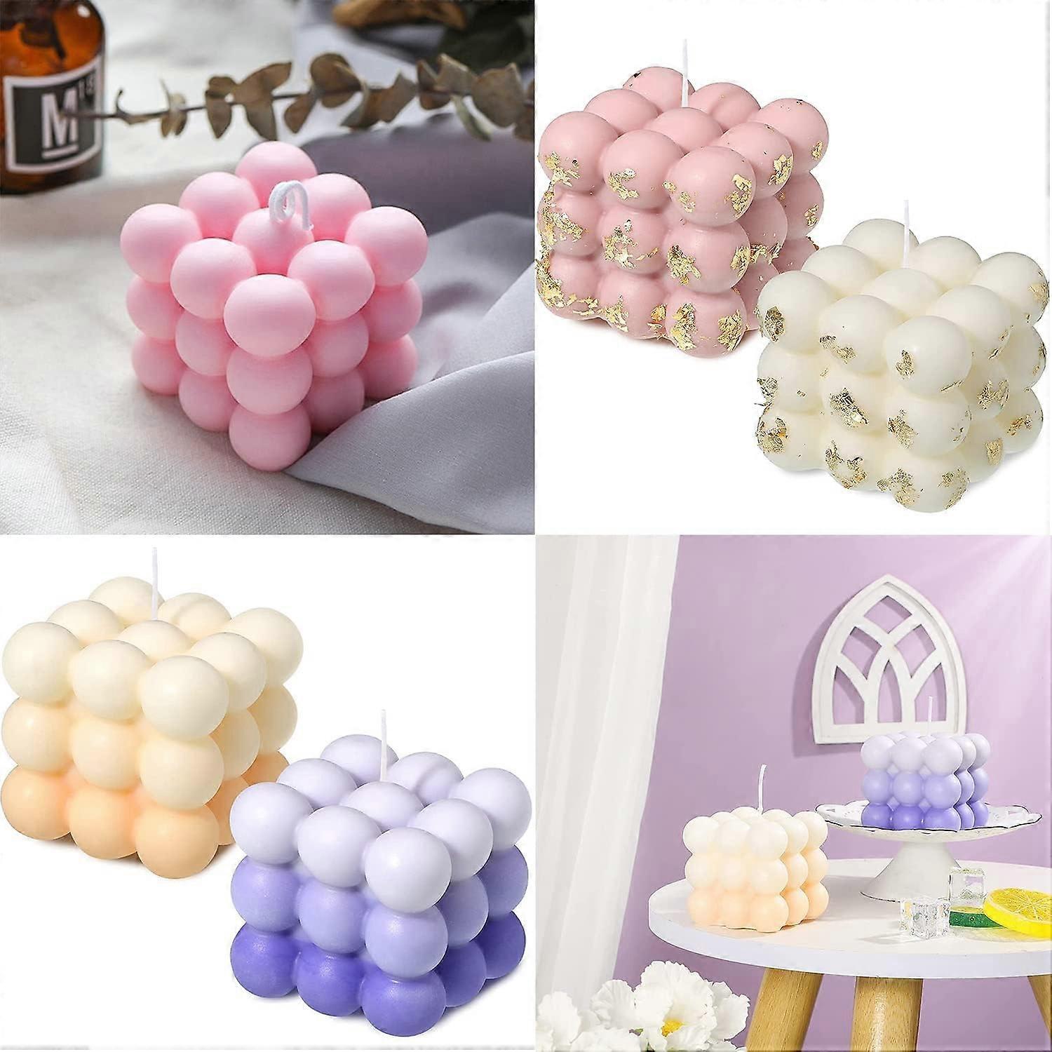Candle Mold, Candle Moulds for Candles Making, 6 Cavity Silicone 3D Cube Bubble Candle Molds, 3D ...