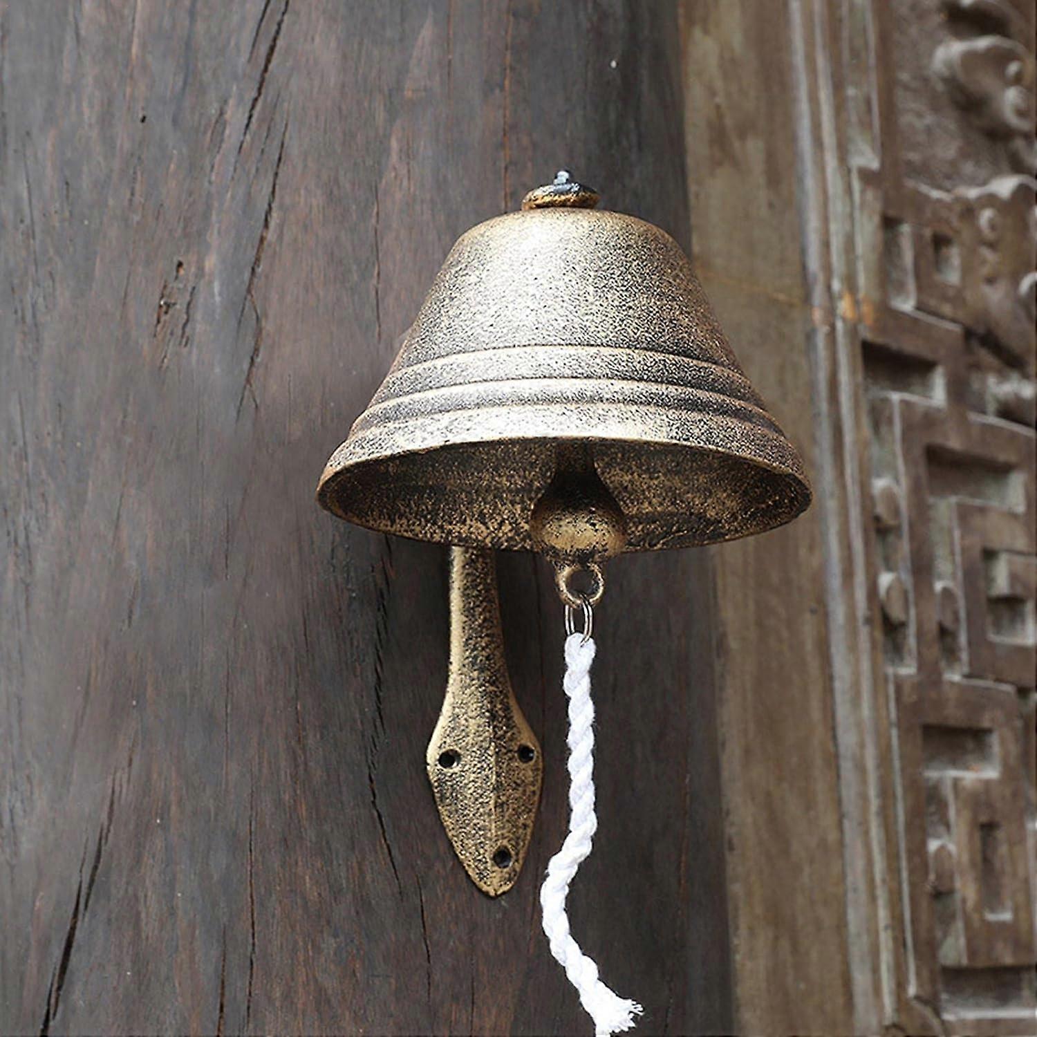 Vintage Cast Iron Wall Bell - Sturdy Wall Mounted Doorbell Holder, Hand ...
