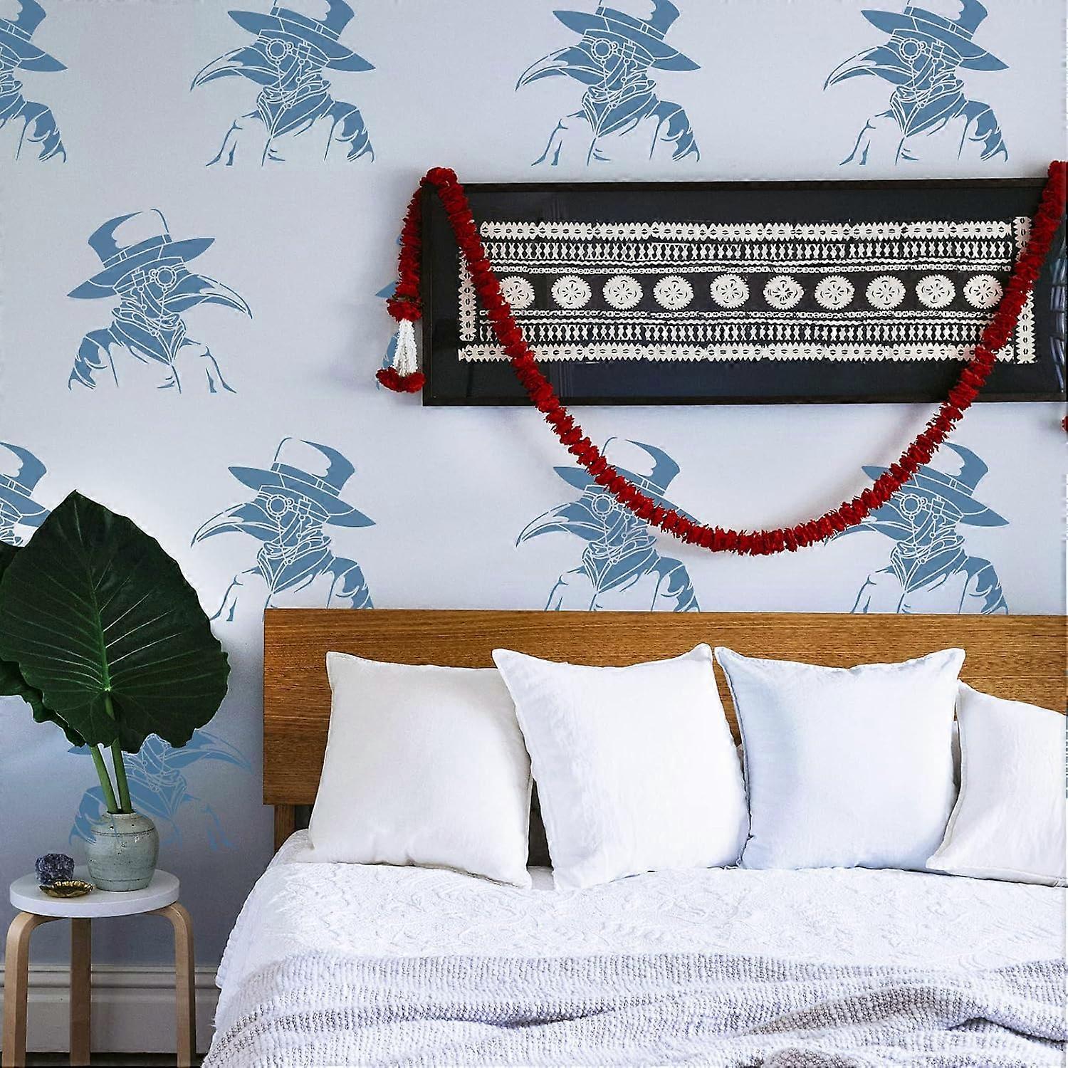 Plague Doctor Crow Painting Stencil 11.8x11.8inch Raven Pattern Drawing ...