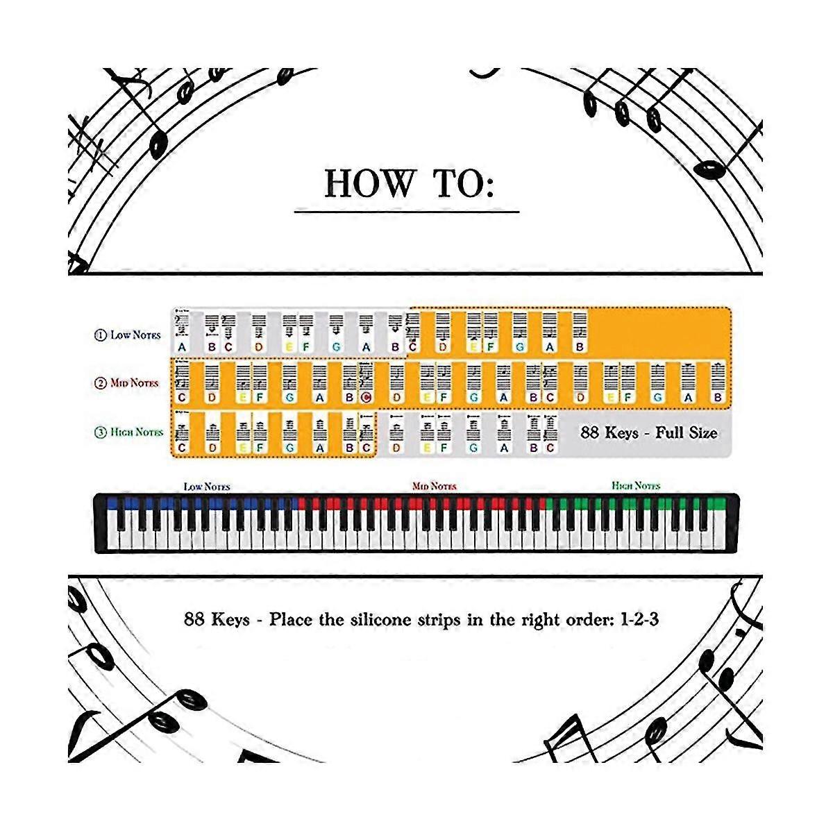 Detachable Piano Keyboard Note Label, 88 Keys Piano Note Guide And ...