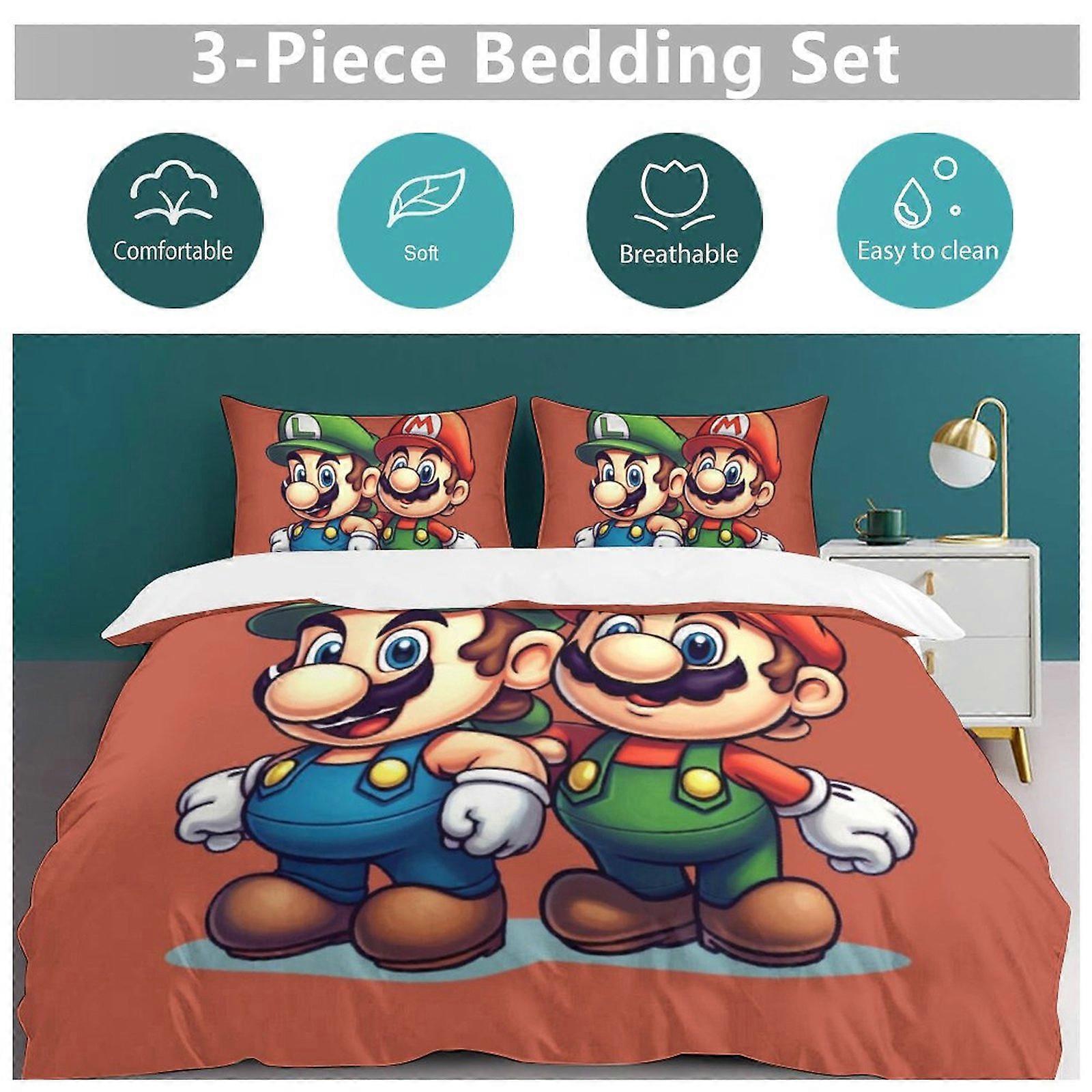 a2208 Super Mario 3-Piece Comforter Set for Bedroom, Super Mario ...