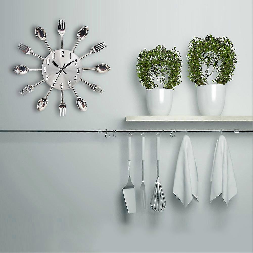 Modern Cutlery Knife Fork Spoons Quartz Wall Clock Analog Decoration ...