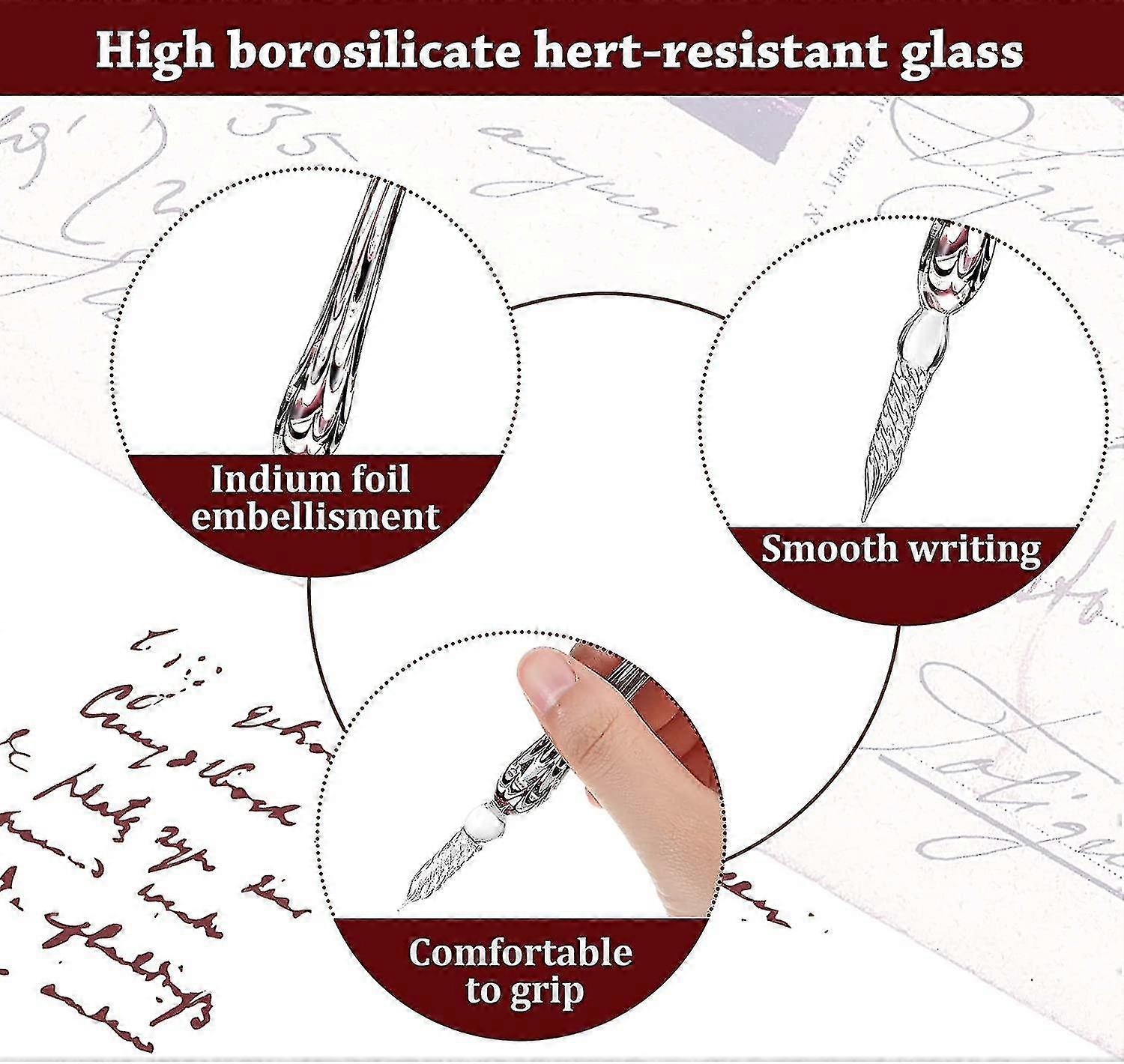 6 Pieces Handmade Glass Dip Pen Crystal Glass Signature Pen Calligraphy ...