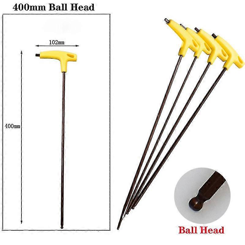 Extra Long Arm T-handle Hex Key Wrench 400mm Flat/ball Head Hex Socket ...