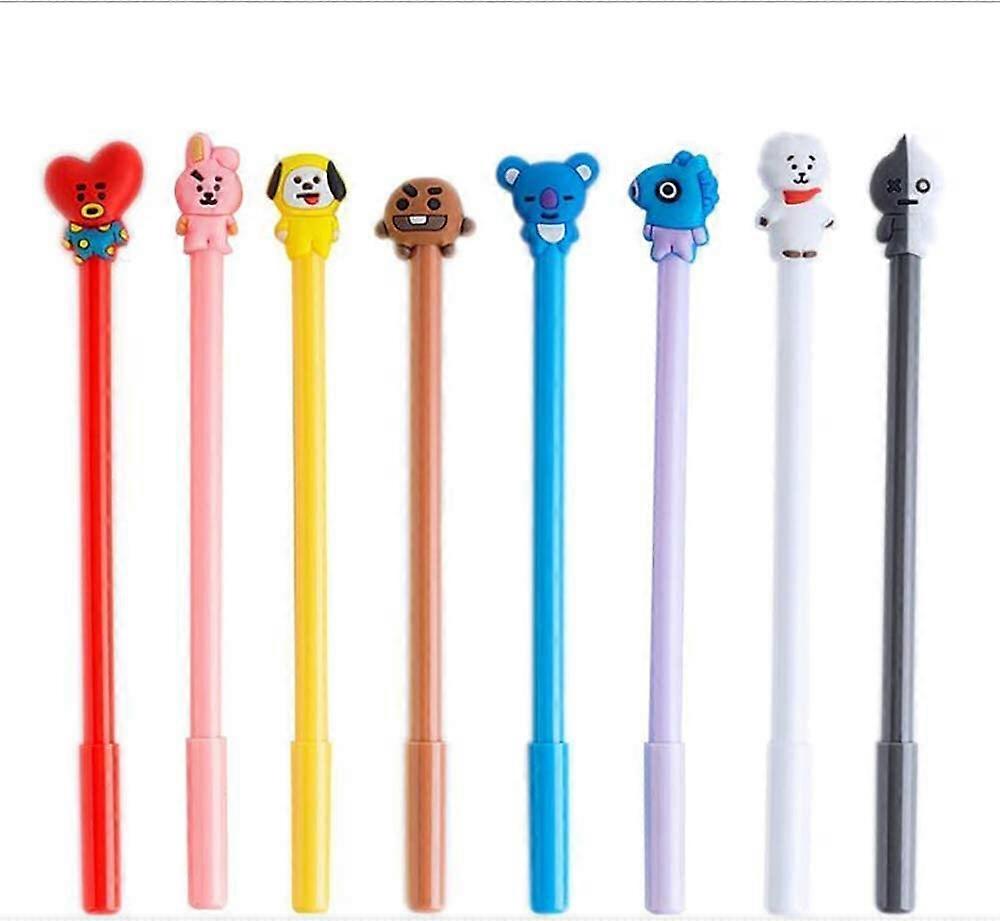 BTS Cartoon Animal Pens Black Ink Writing Pen Set Plastic Creative Gel ...
