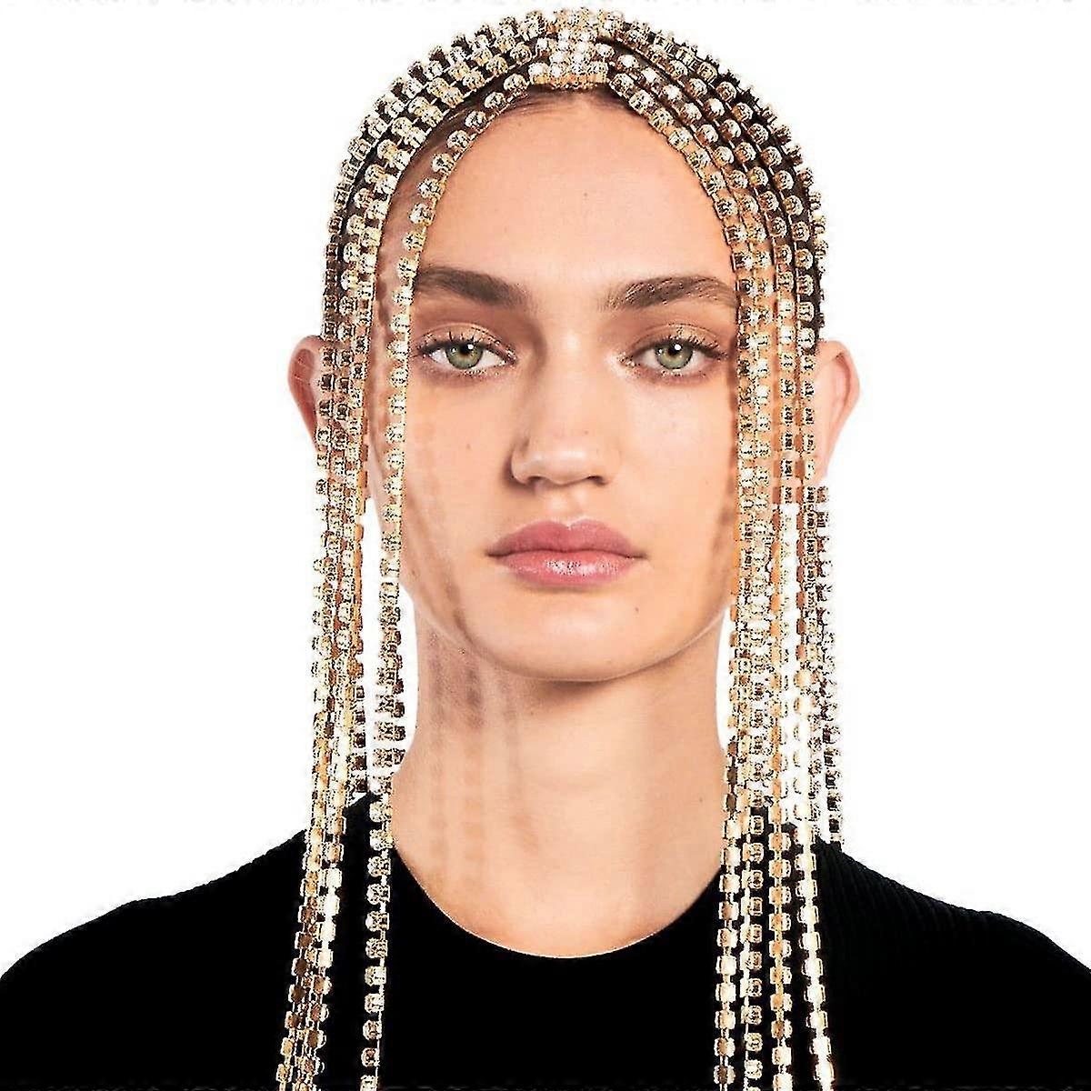 Hair Chain Jewelry For Women Rhinestones Crystal Headpiece Bridal Long ...