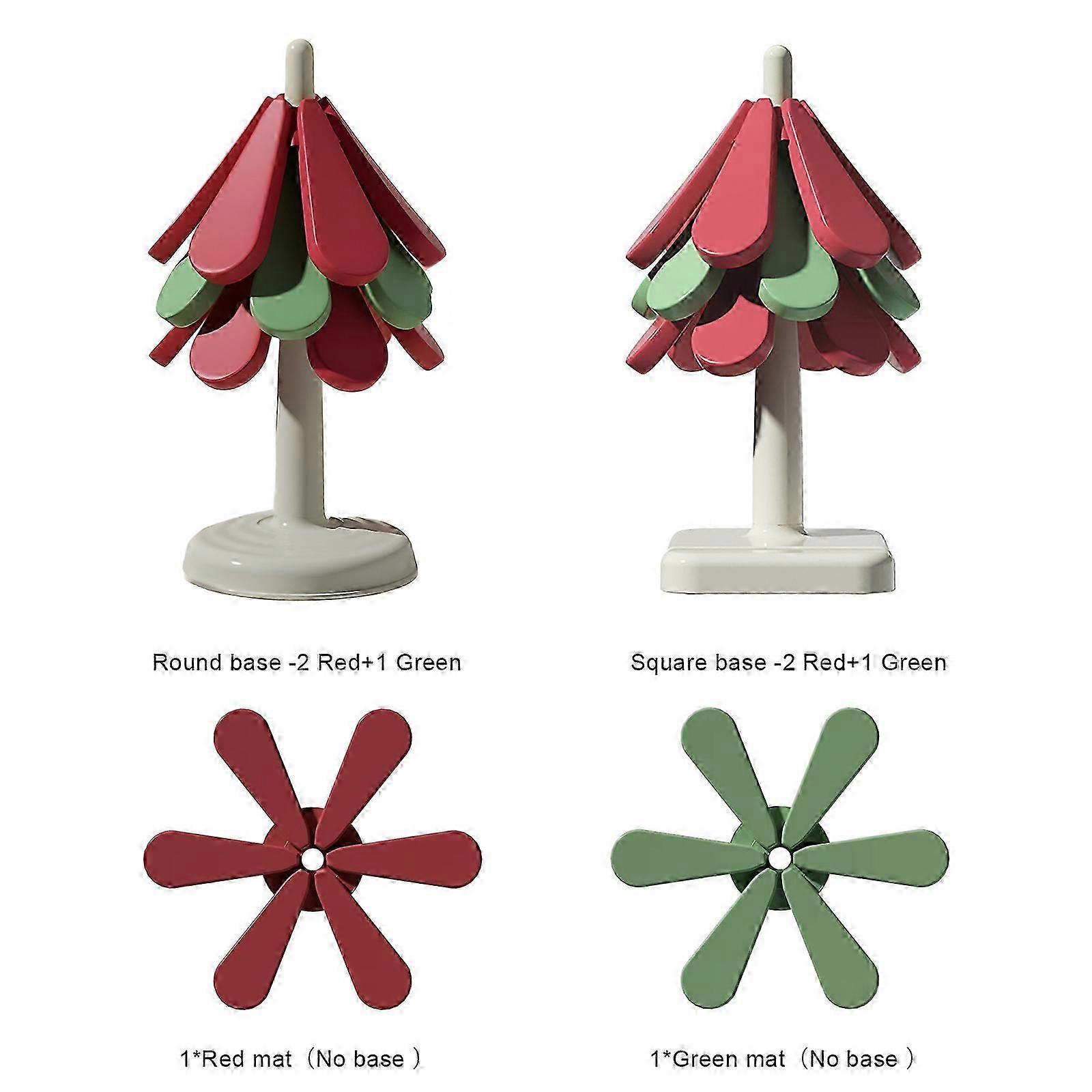 Silicone Chirstmas Tree Foldable Heat-Resistant Table Mat Coaster Set ...