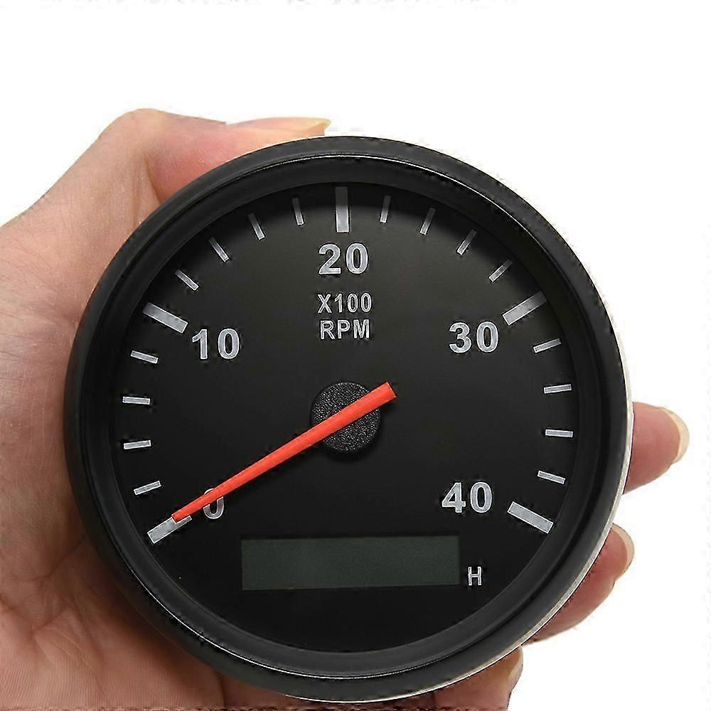4000RPM 85mm Tachometer With LED Digital Hourmeter 12V/24V Marine Boat ...