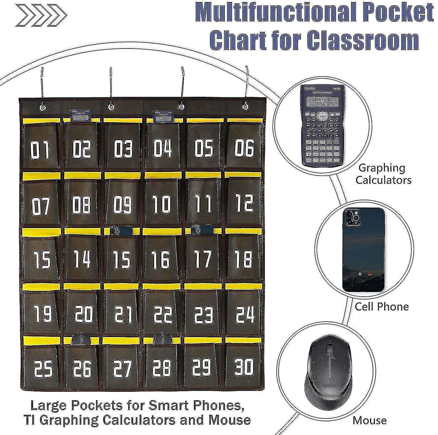 Numbered Classroom Sundries Closet Pocket Chart For Cell Phones Holder ...
