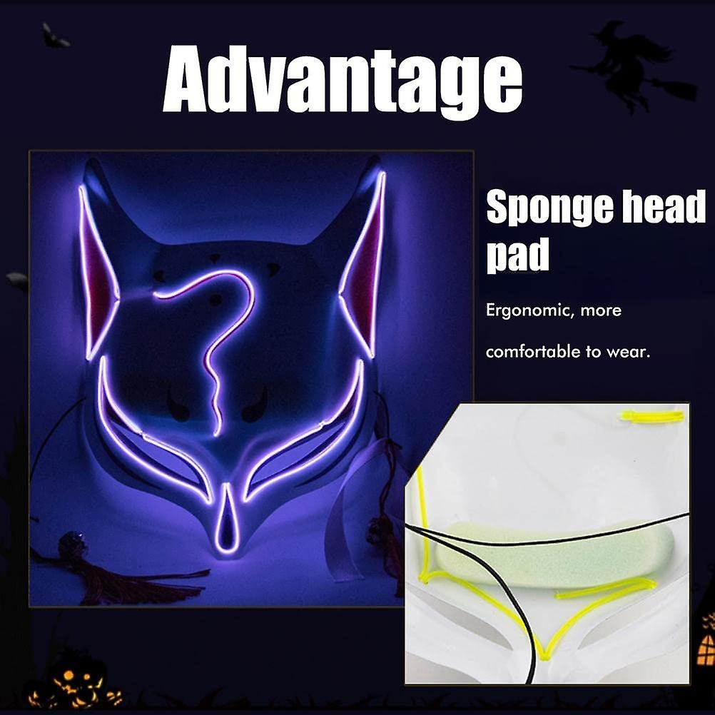 Demon Slayers Fox Mask LED Halloween Mask Japanese Anime Cosplay Mask ...