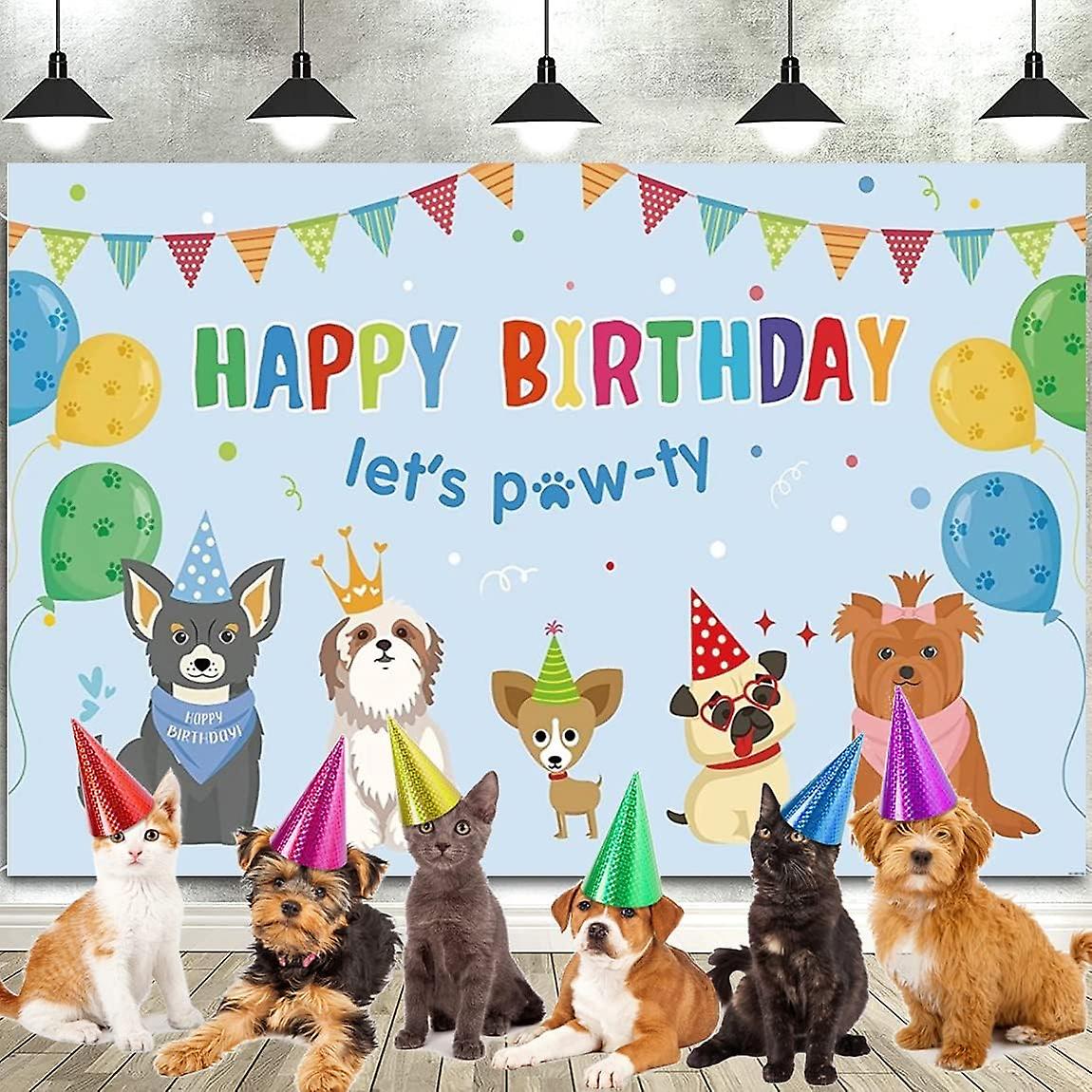 Dog Birthday Party Supplies, Extra Large Happy Birthday Backdrop Banner ...