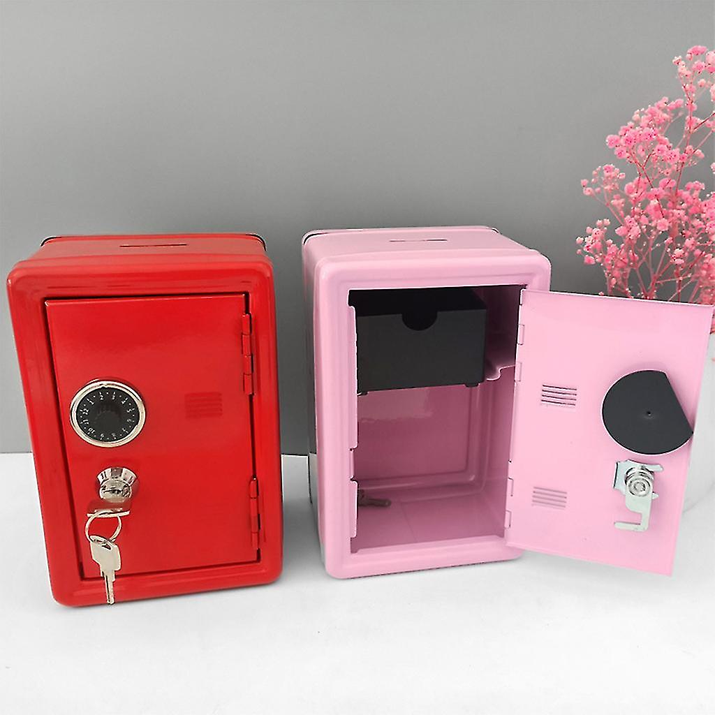Mini Metal Coin Bank Locker With Keys Kids Money Saving Jar Security ...