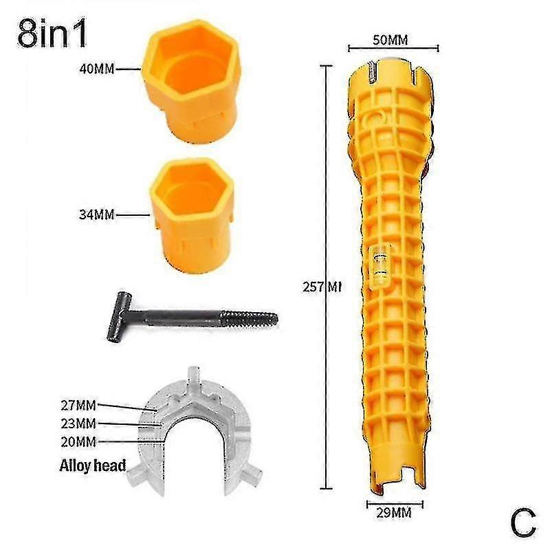 Flume Wrench Sink Faucet Key Plumbing Pipe Wrench 8 In 1 Anti-slip ...
